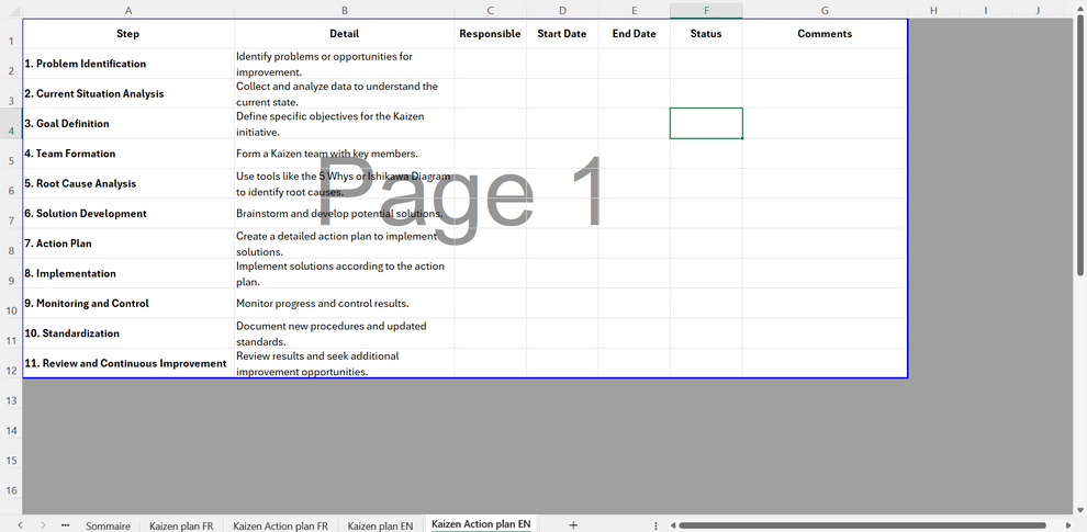 Kaizen Excel Template | Continuous Improvement Method
