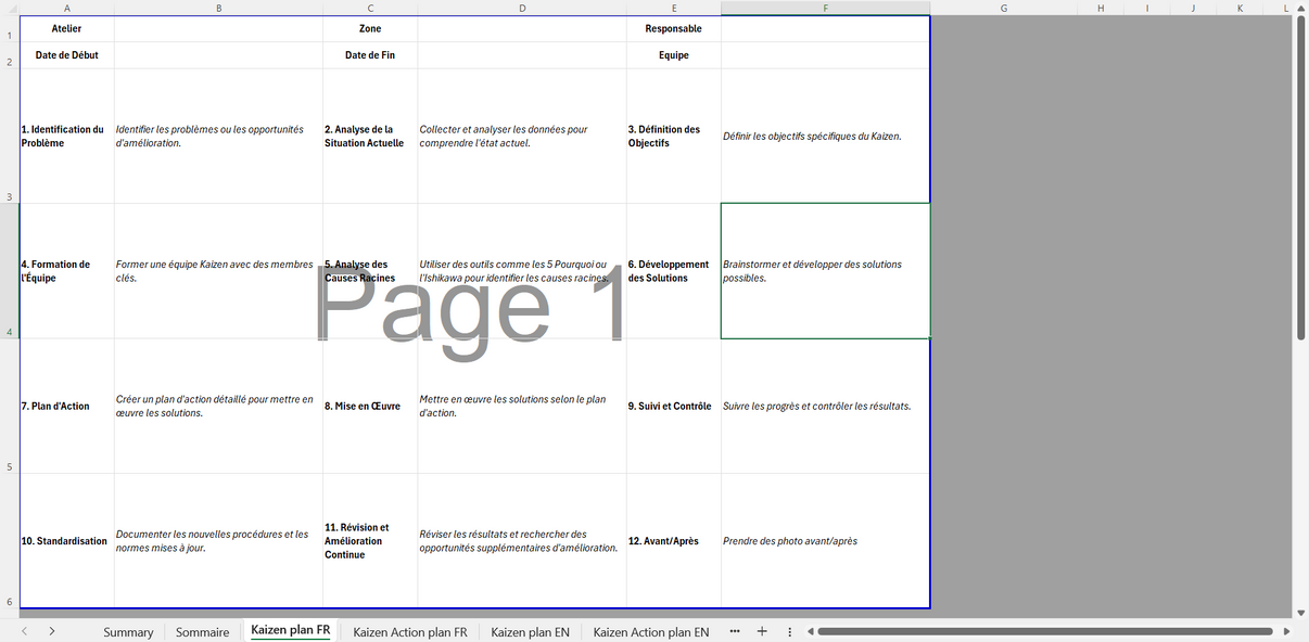 Kaizen Excel Template | Continuous Improvement Method