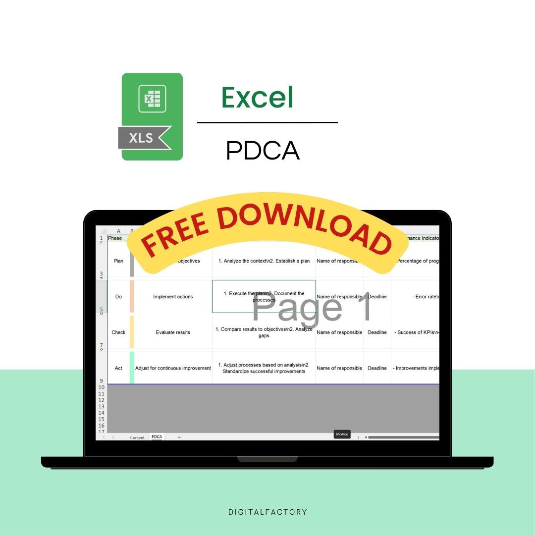 PDCA Excel Template Free Download