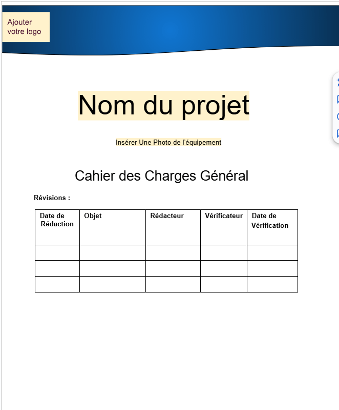 Modèle Cahier des Charges projet à Télécharger Gratuitement
