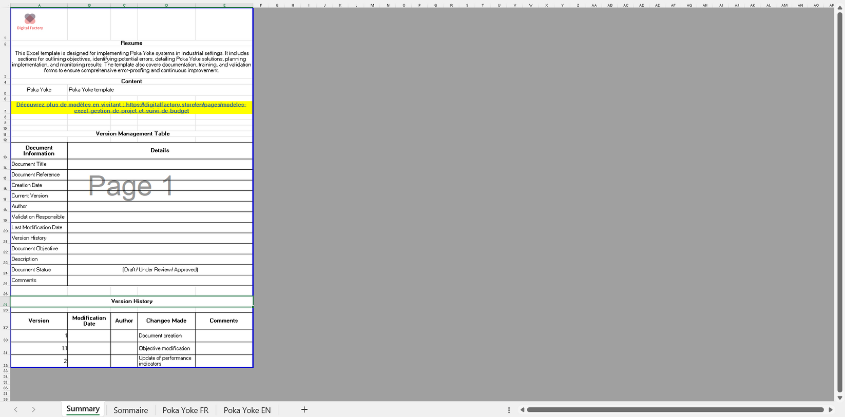 Poka Yoke Excel Template Free Download