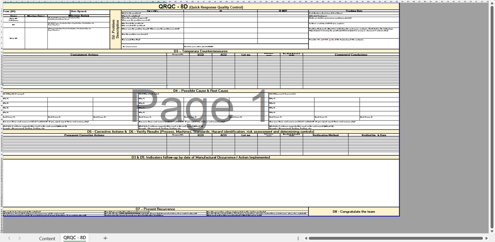 QRQC Excel template to download for free