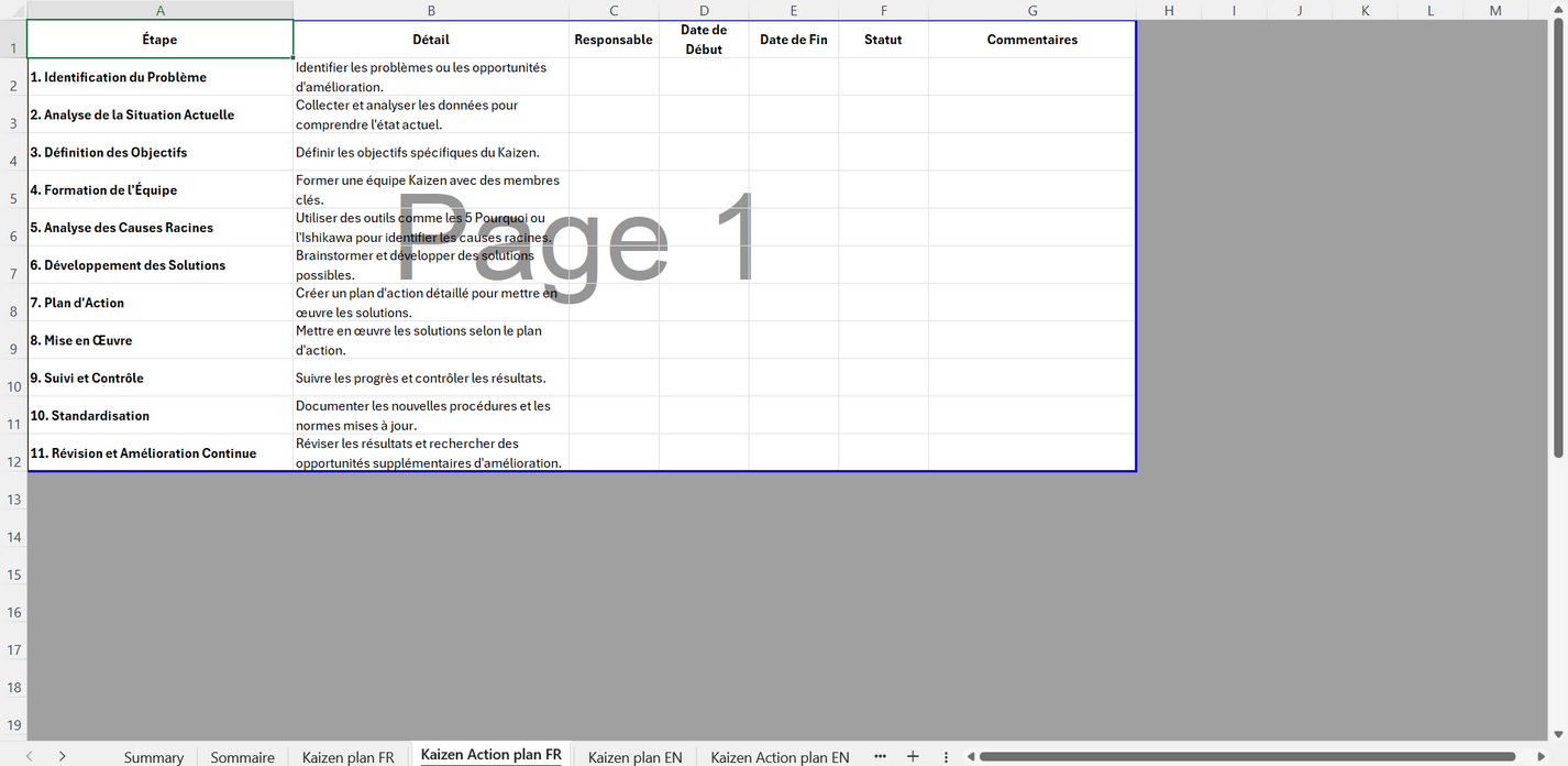 Kaizen Excel Template | Continuous Improvement Method